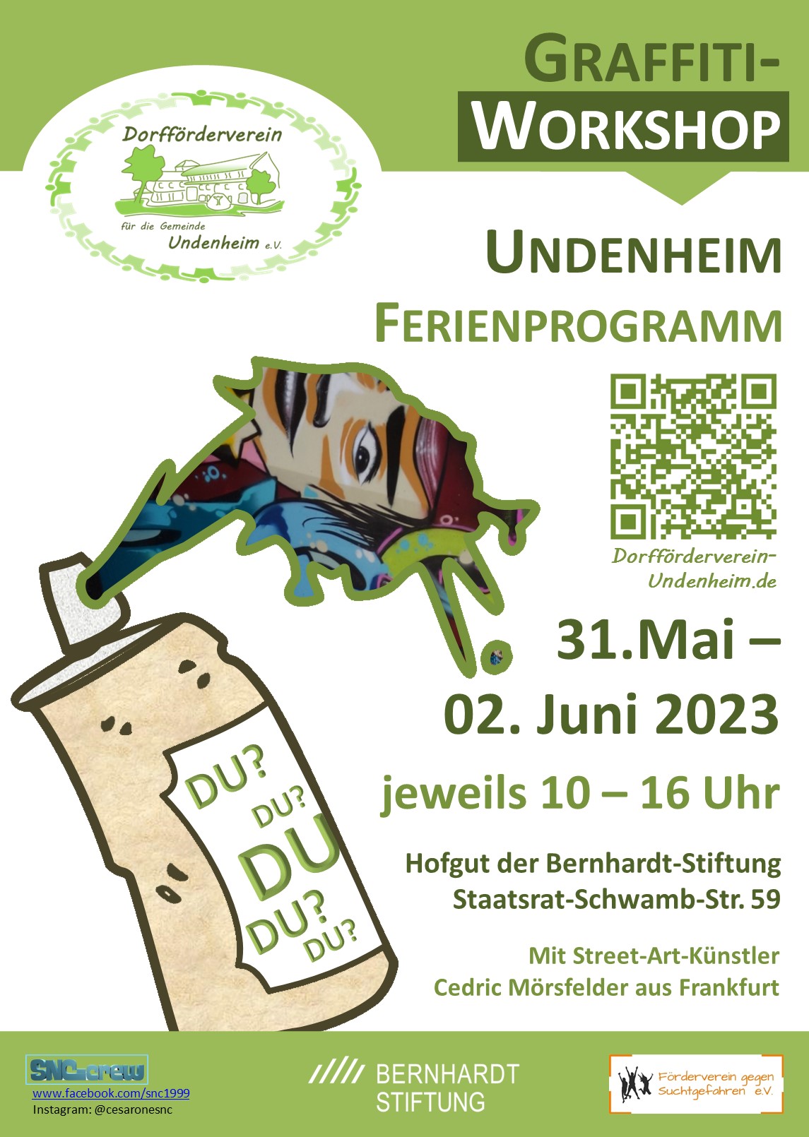 Graffiti-Workshop Ferienprogramm Pfingstferien 2023 | Dorfförderverein Undenheim